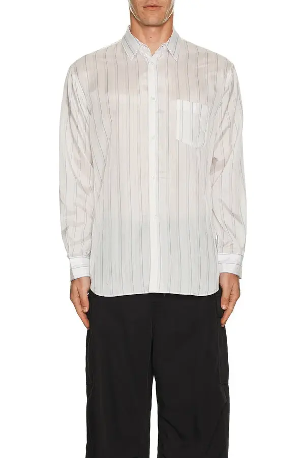 Comme Des Garçons Yarn Dyed Cupra Stripe Shirt In White