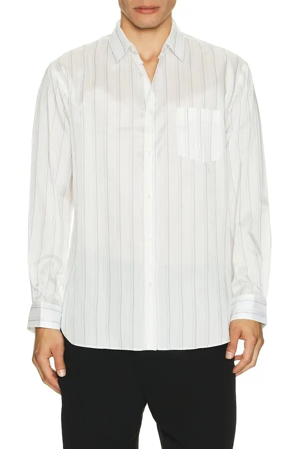 Comme Des Garçons Yarn Dyed Cupra Stripe Shirt In White