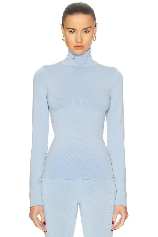 Perfect Moment Thermal Roll Neck Top - Bluebird Blue