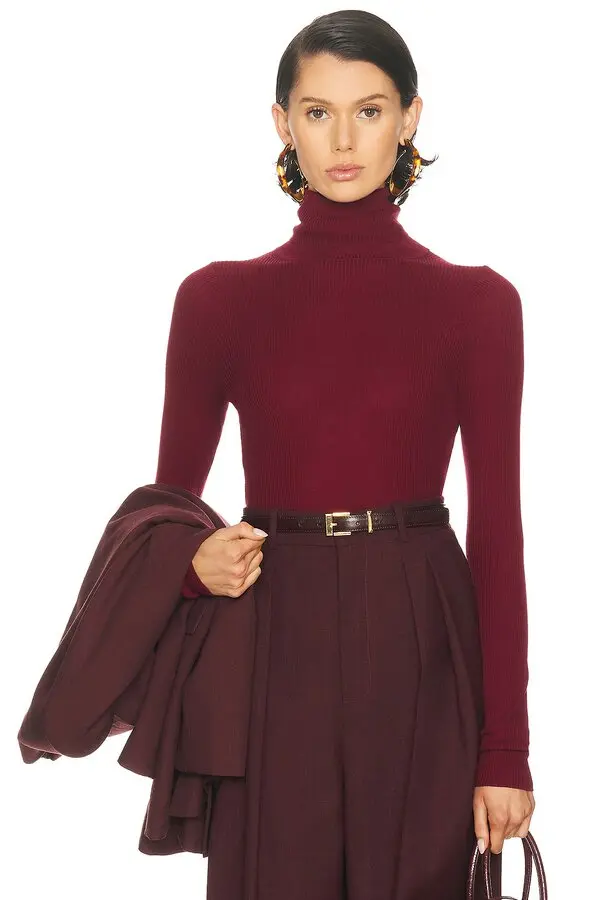 Enza Costa Silk Layering Turtleneck Top
