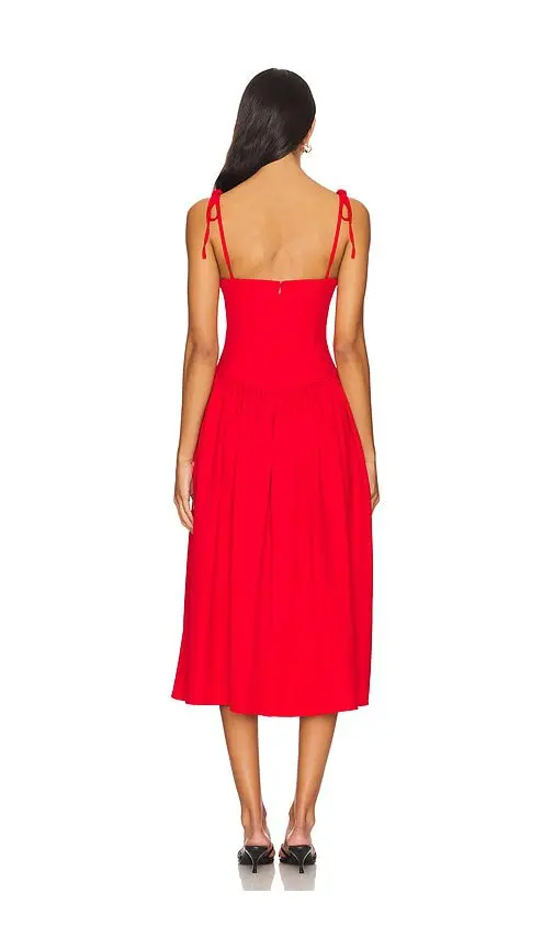 MORE TO COME Theresa Midi Corset Dress - Red