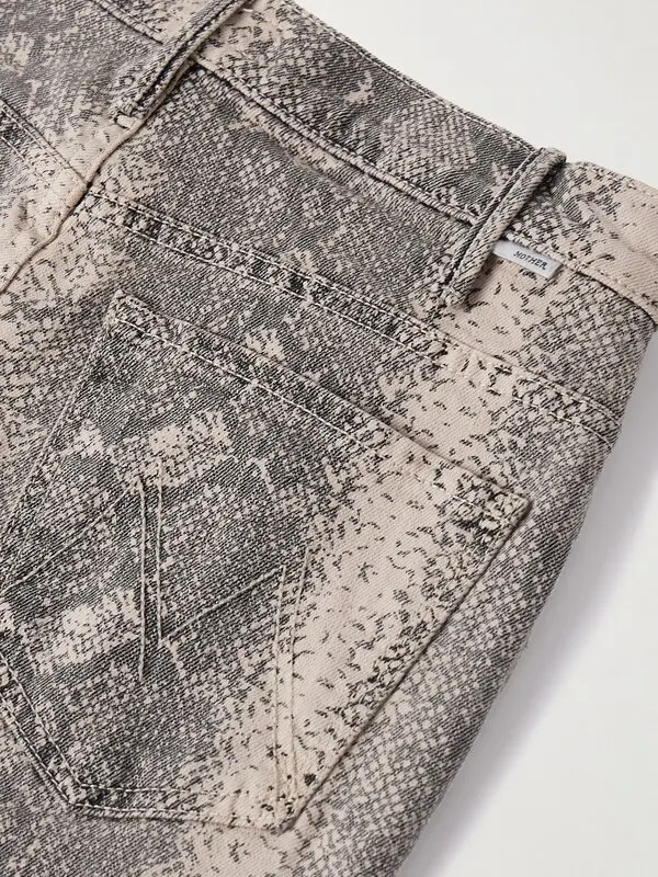 MOTHER The Hustler Cropped Snake-print Flared Jeans