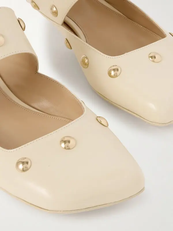 Chloé Jade Studded Leather Mules - Neutrals