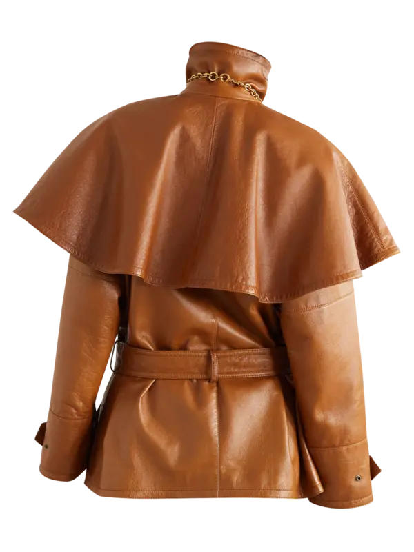 Chloé Cape-effect Belted Leather Jacket