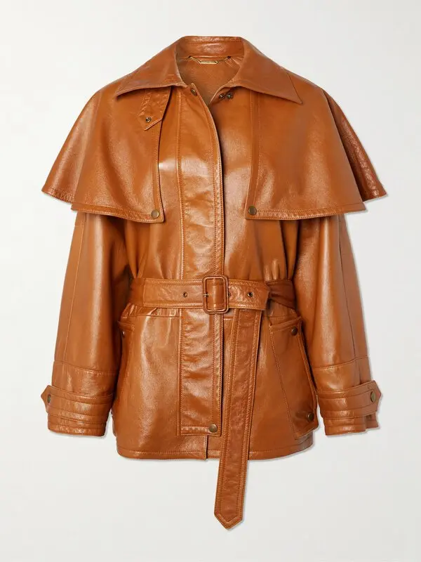 Chloé Cape-effect Belted Leather Jacket