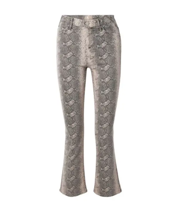 MOTHER The Hustler Cropped Snake-print Jeans