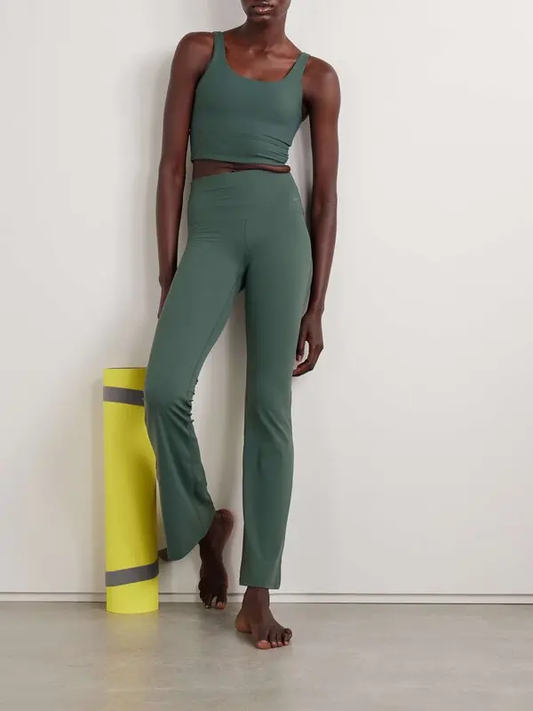 Nike Zenvy Stretch-jersey Flared Leggings - Green