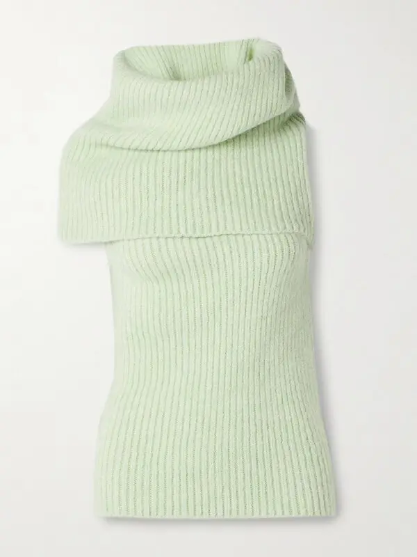 Rick Owens Draped Ribbed-knit Turtleneck Sweater - Green