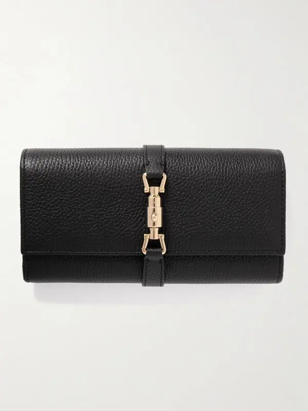 Gucci Jackie 1961 Embellished Textured-leather Continental Wallet - Black