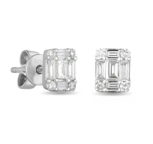 DONATELLO GIAN Sterling Crystal Stud Earrings - Silver