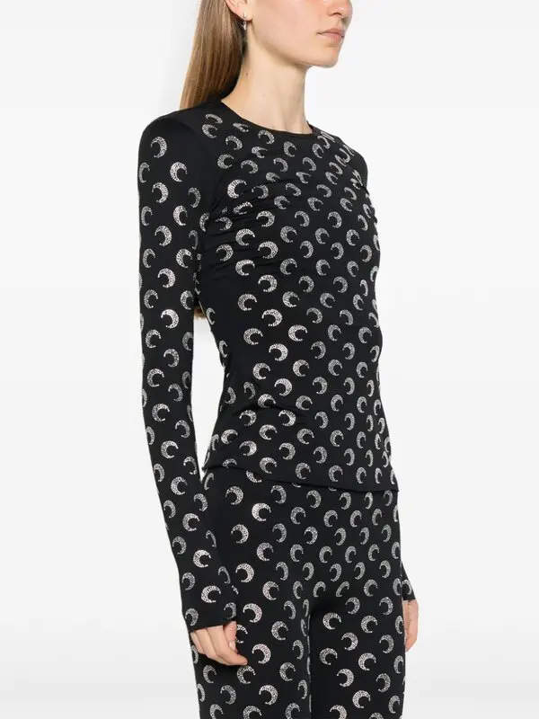 MARINE SERRE Crescent Moon Strass-embellished Top