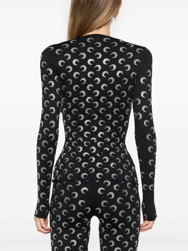 MARINE SERRE Crescent Moon Strass-embellished Top