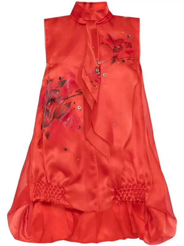Shiatzy Chen Floral Print Vest - Red