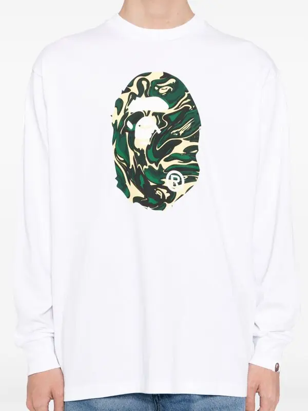 A BATHING APE Marbling Camo Logo T-shirt - White