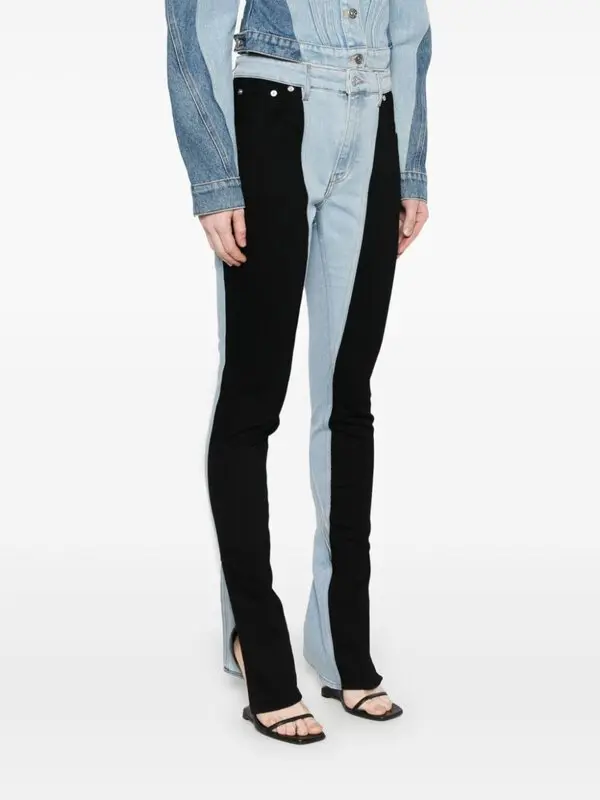 Mugler Two-Tone Skinny Jeans In Blue - 62% Off | Editorialist