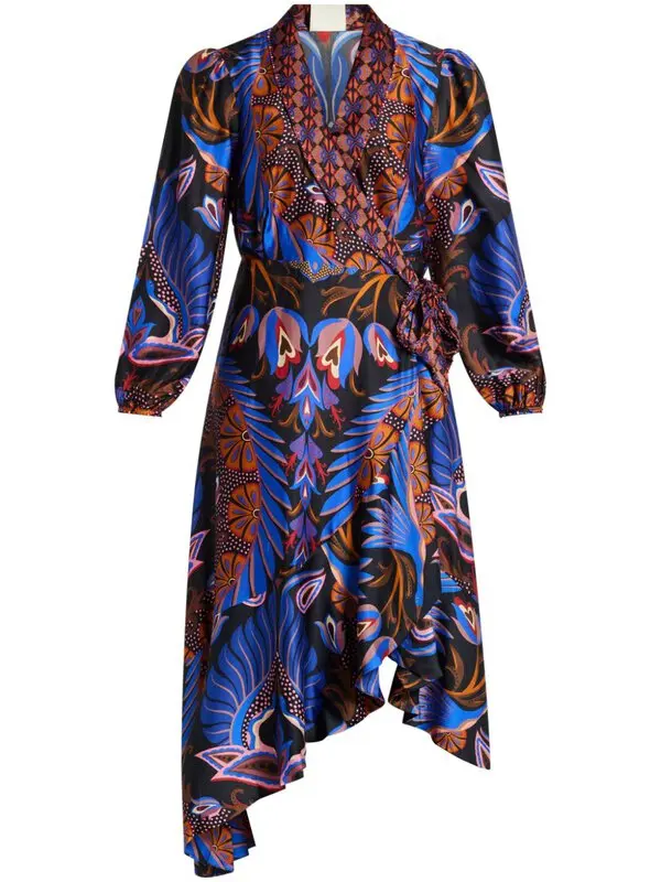 Farm Rio Asymmetric Floral Midi Dress