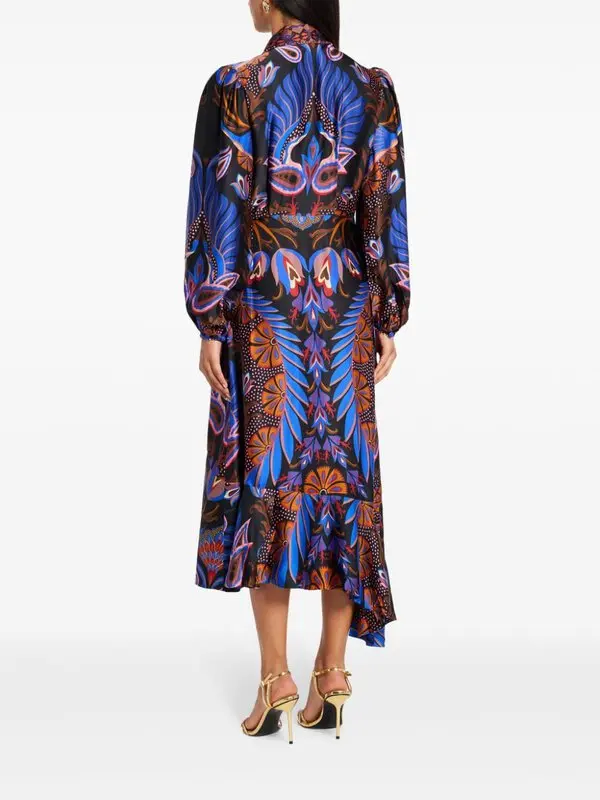 Farm Rio Asymmetric Floral Midi Dress