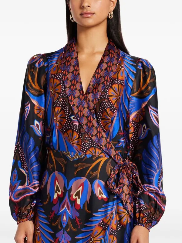 Farm Rio Asymmetric Floral Midi Dress