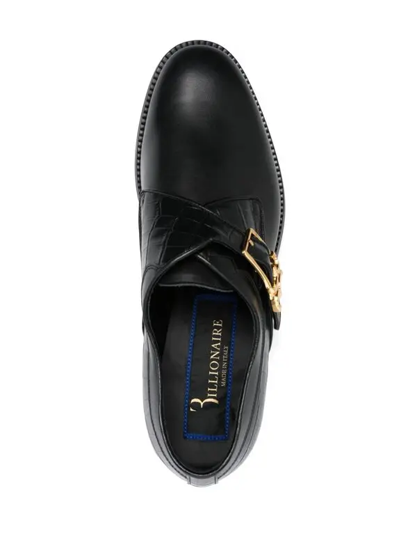 BILLIONAIRE Croc-effect Panel Derby Shoes