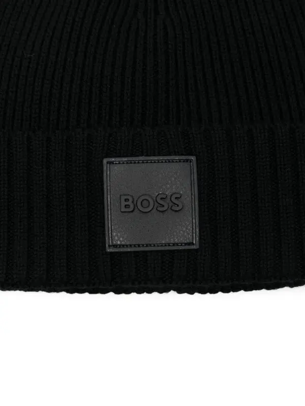 BOSS Logo-patch Beanie - Black