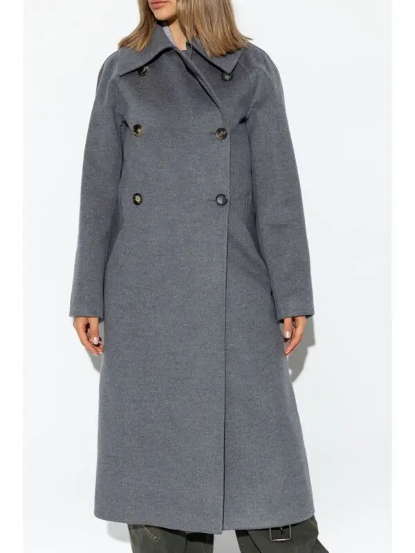 Loewe Felted Double-breasted Coat - Grey