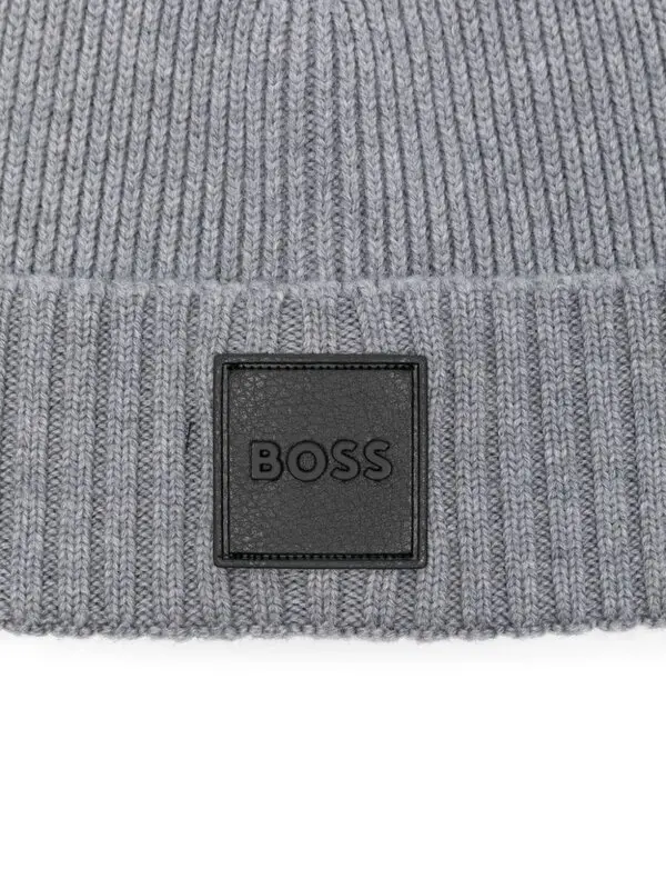 BOSS Logo-patch Beanie - Grey