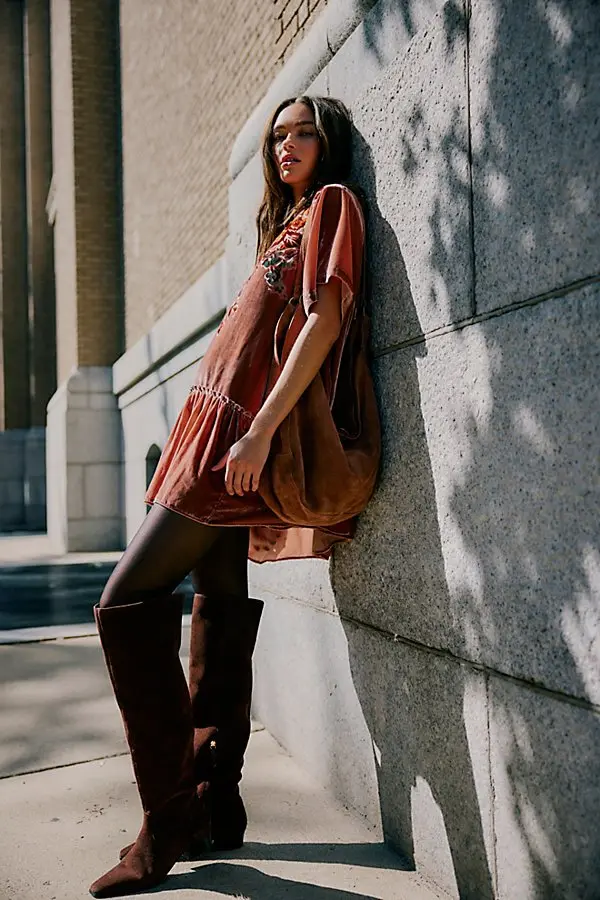 Free People Sweet Echoes Mini Dress - Cedar Wood Combo | Editorialist