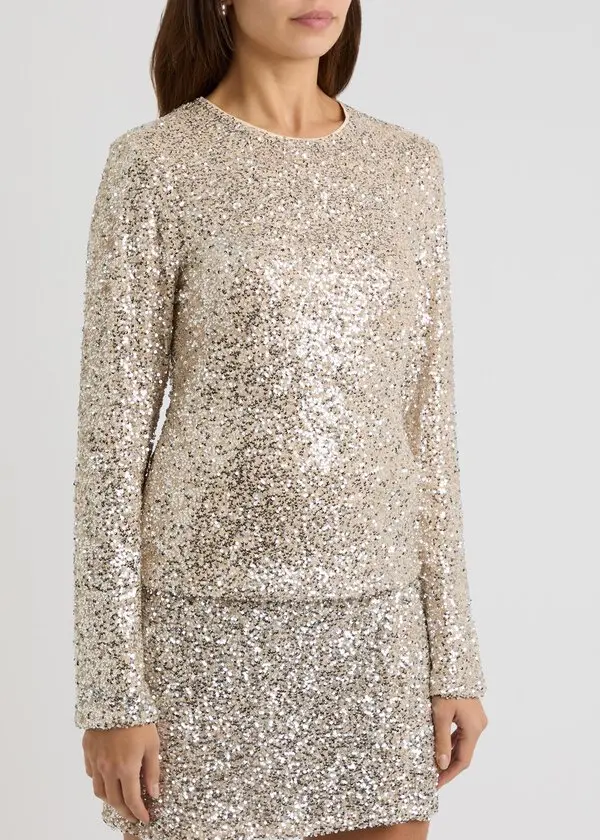 never fully dressed sequin top Silver Sequin T Shirt