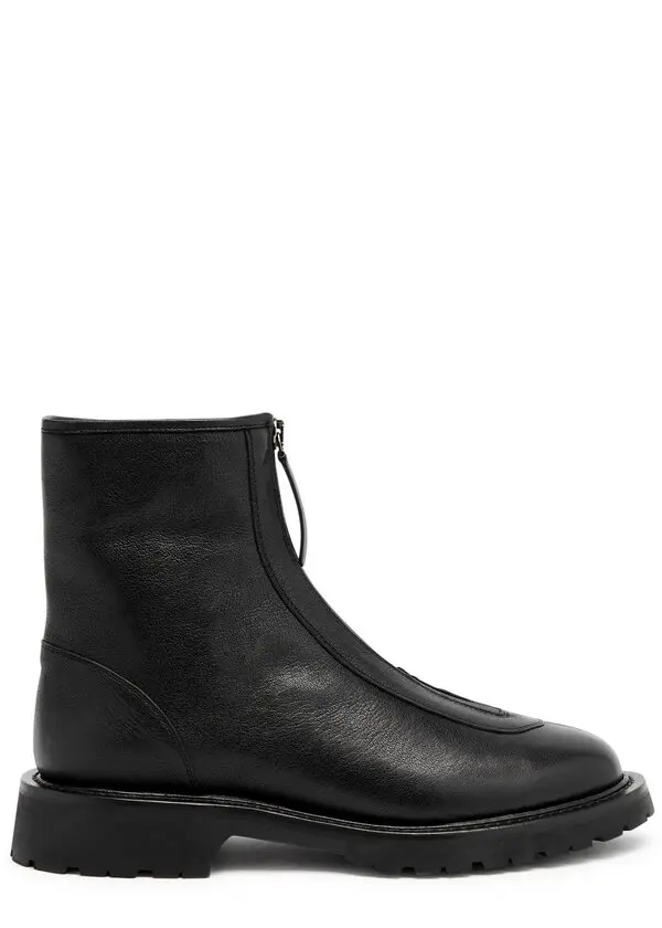 Legres Grained Leather Ankle Boots - Black