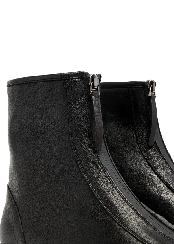 Legres Grained Leather Ankle Boots - Black