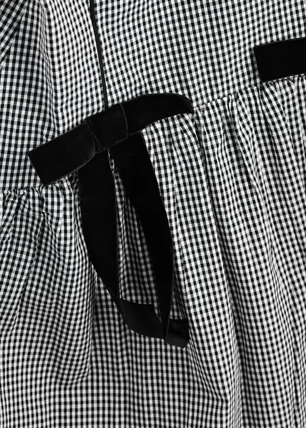 Damson Madder Persephone Gingham Cotton Midi Dress In Black - 60