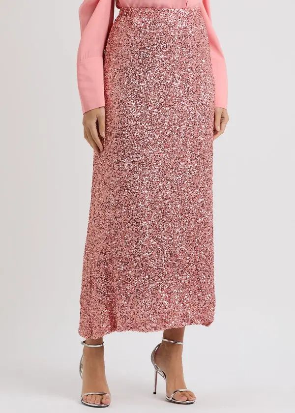 never fully dressed pink sequin skirt Women's Sequin Dorris Skirt in Pink, Size 10 by Never Fully Dressed