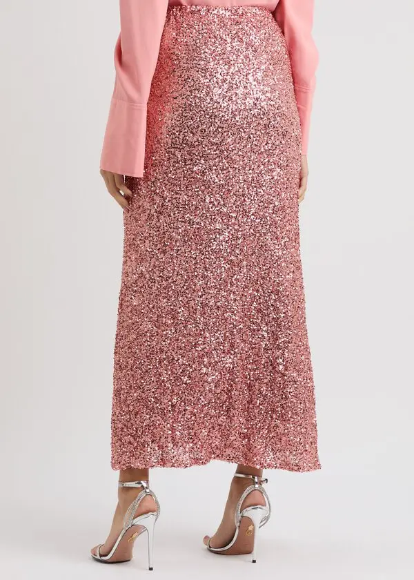 never fully dressed red sequin skirt Orange Sequin Dorris Skirt