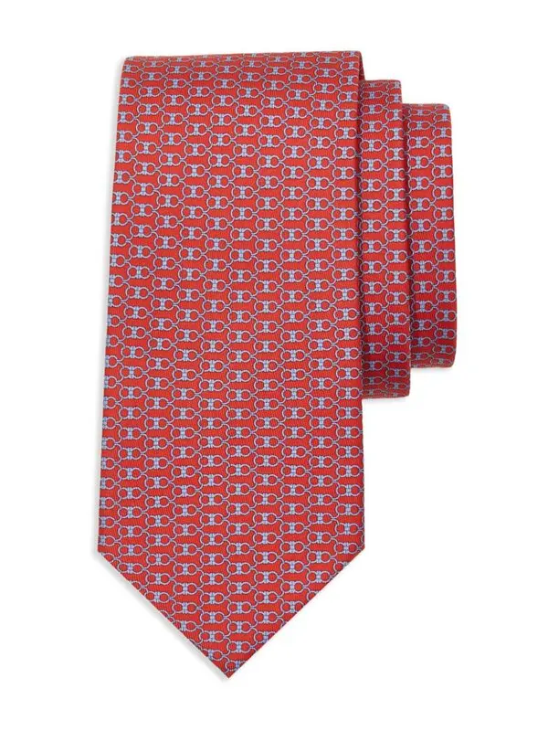 FERRAGAMO Gancini Print Tie - Red