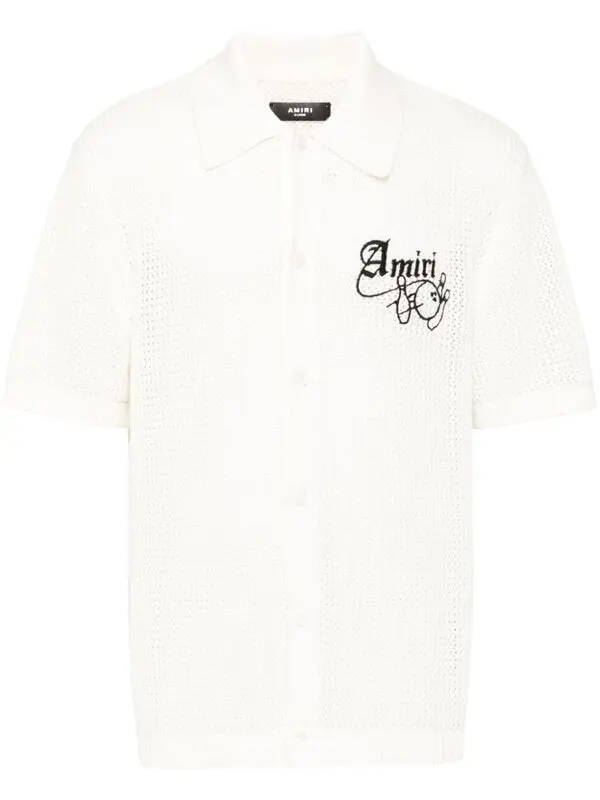 Amiri Bowling Crochet Polo Shirt - Neutrals