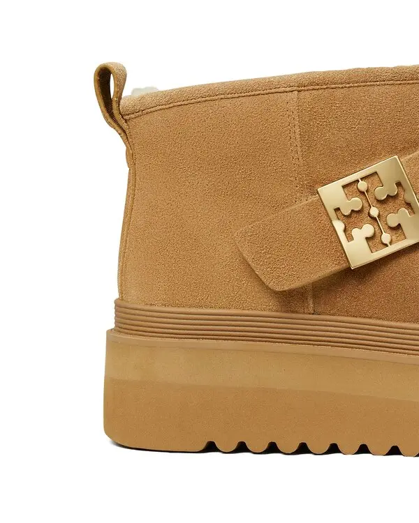 Tory Burch Shearling Lined Platform Boots - Chestnut