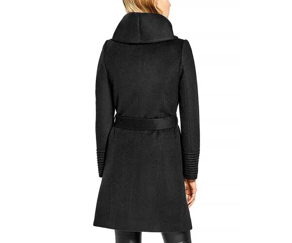 Sentaler Hooded Mid Length Wrap Coat - Black