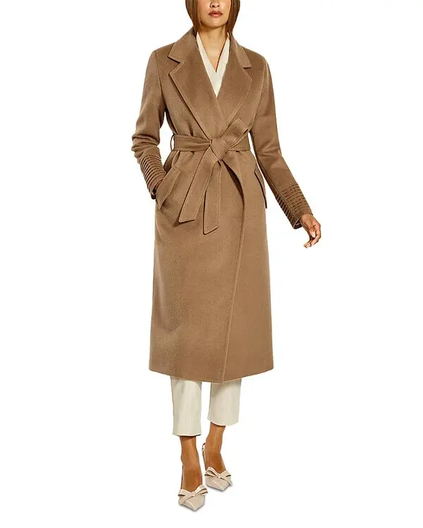 Sentaler Long Notched Collar Wrap Coat - Dark Camel
