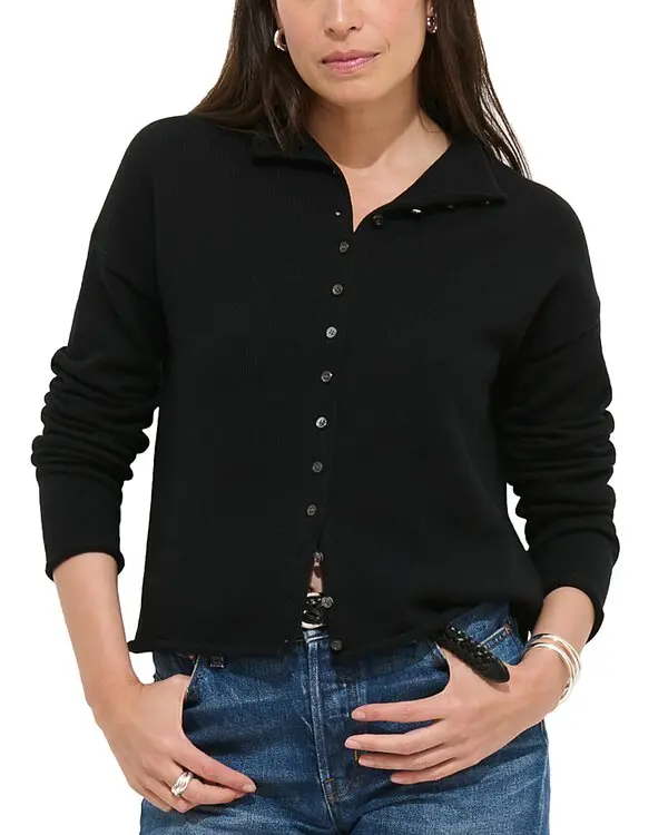 ALEX MILL Taylor Rollneck Cardigan - Black