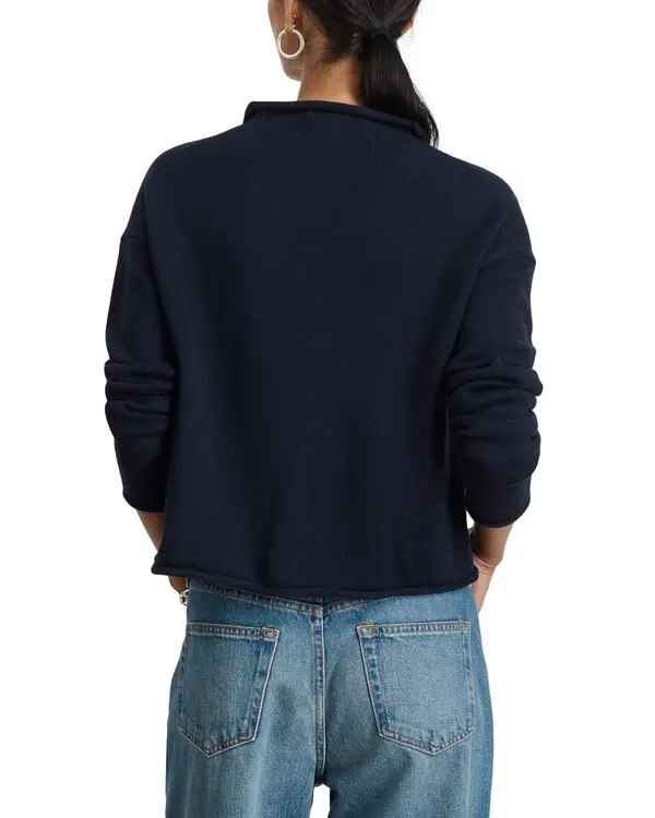 ALEX MILL Taylor Rollneck Cardigan - Navy