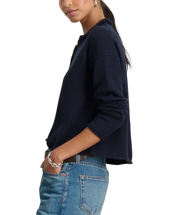 ALEX MILL Taylor Rollneck Cardigan - Navy