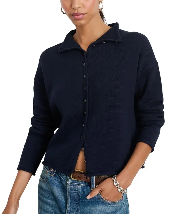 ALEX MILL Taylor Rollneck Cardigan - Navy