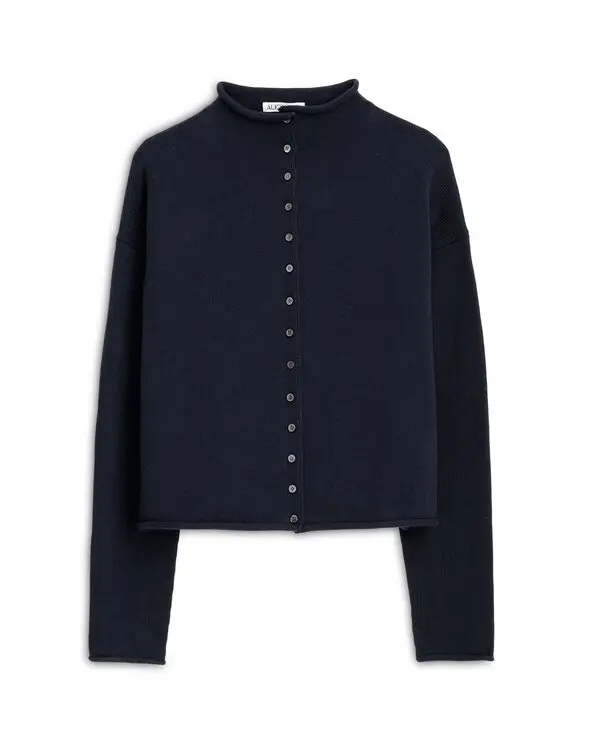 ALEX MILL Taylor Rollneck Cardigan - Navy