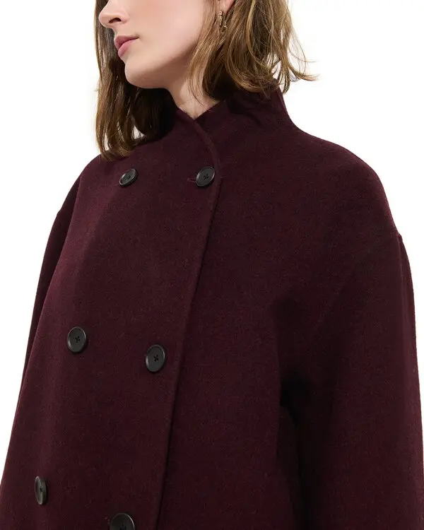 ALEX MILL Sophia Double Breasted Wool Coat - Burgundy