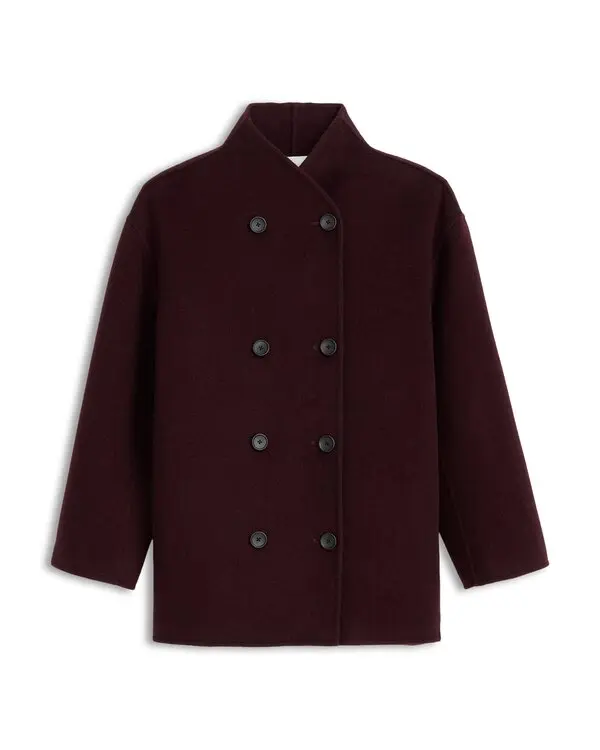 ALEX MILL Sophia Double Breasted Wool Coat - Burgundy