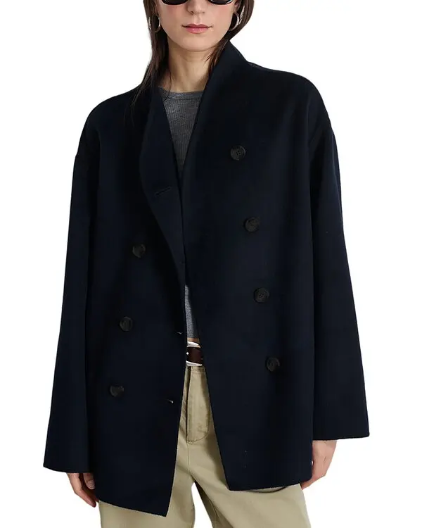 ALEX MILL Sophia Double Breasted Wool Coat - Dark Navy