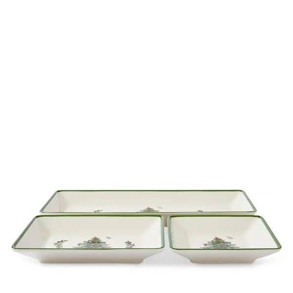 SPODE Christmas Tree Traditional 3 Piece Nesting Tray Set