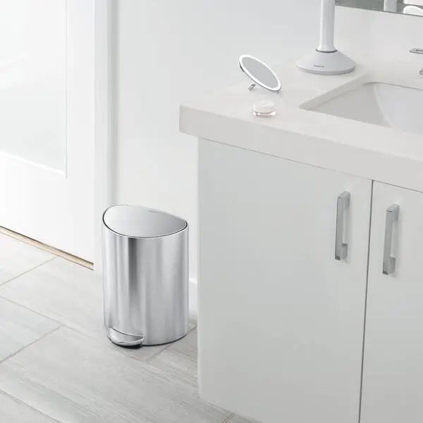 SIMPLEHUMAN 6 Liter Semi-round Bathroom Trash Can With Liner Pocket