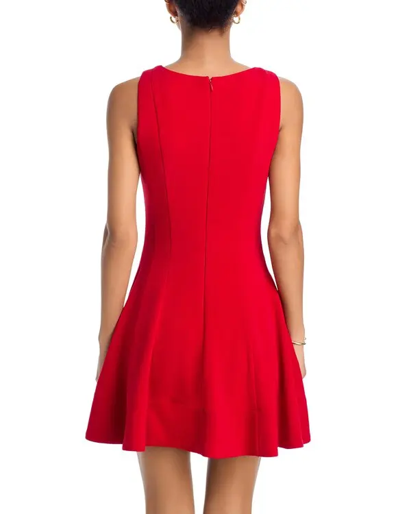 Aqua Crepe Boatneck Mini Dress