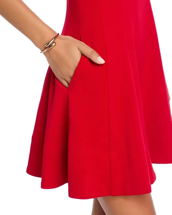 Aqua Crepe Boatneck Mini Dress